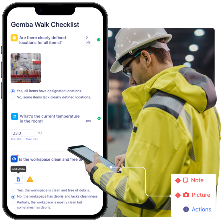 Digitize & Structure your Gemba Walks with our Mobile App